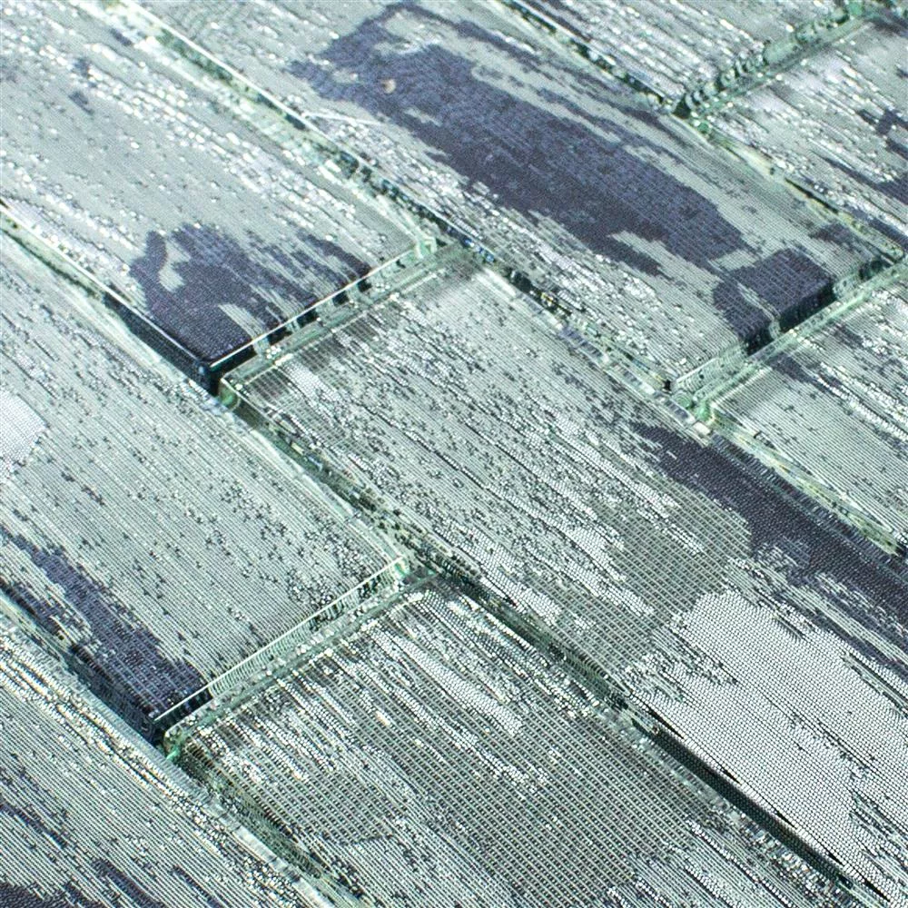 Glass Mosaic Effect Tiles Troja Silver