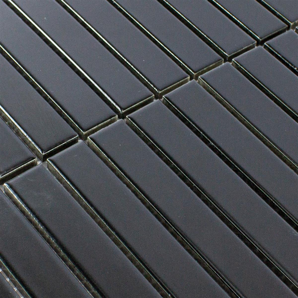 Sample Ceramic Mosaic Tiles Durham Black Mat - Color: Black