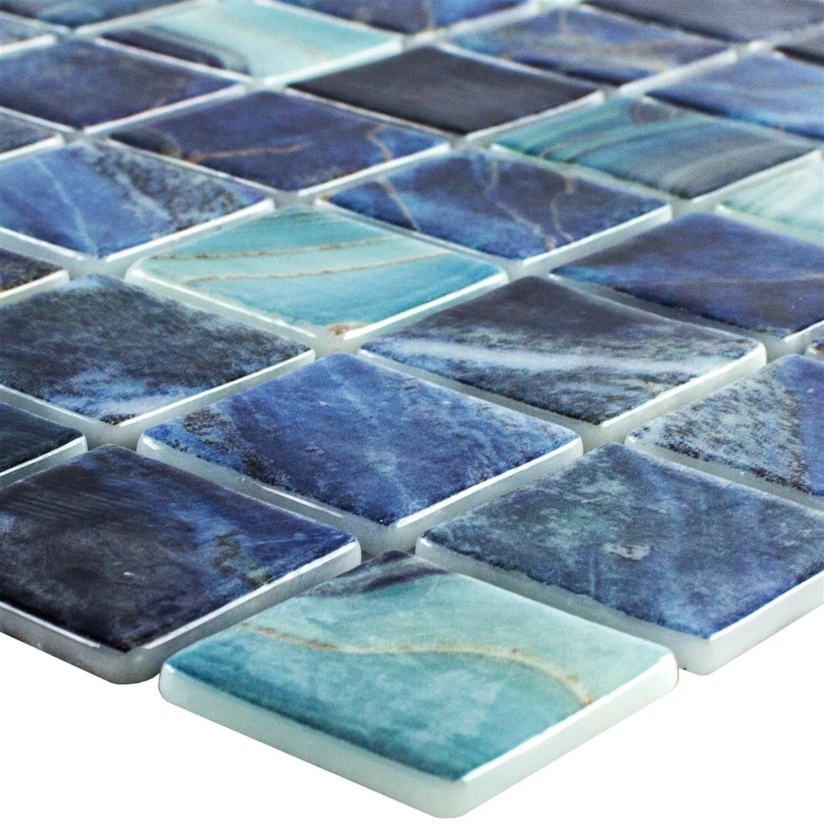 Glass Mosaic Swimming Pool Baltic Blue Cyan 38x38mm