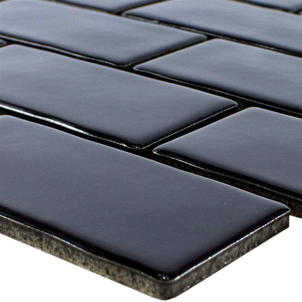 Sample Ceramic Mosaic Tiles Florenz Hand Made Black - Color: Black
